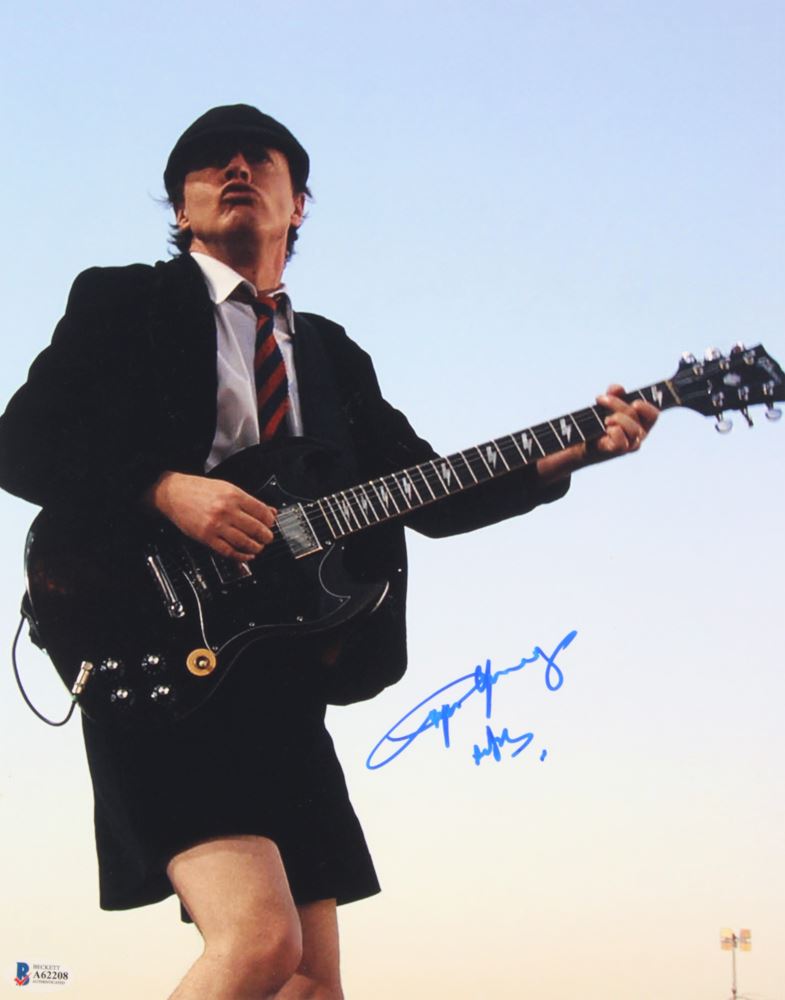 Angus Young Signed 11x14 Photo Inscribed "ACDC" (Beckett LOA)