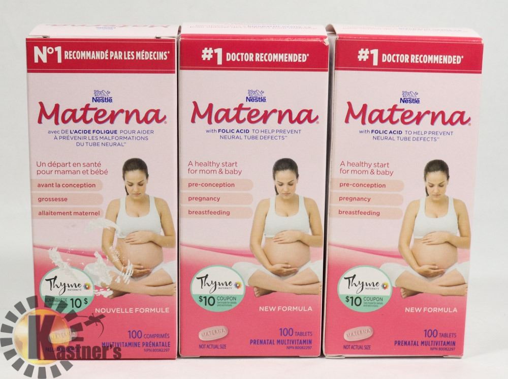LOT OF 3 MATERNA. 100 CAPSULES EACH