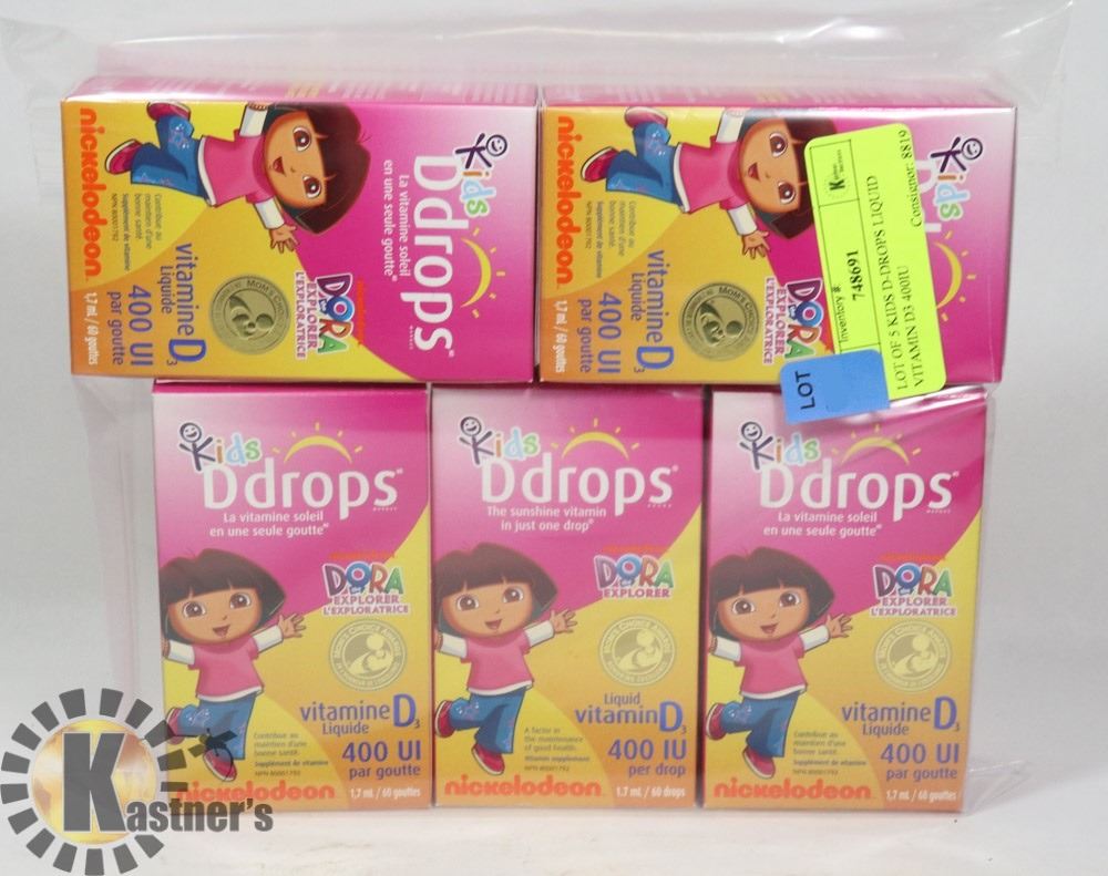 LOT OF 5 KIDS D-DROPS LIQUID VITAMIN D3 400IU