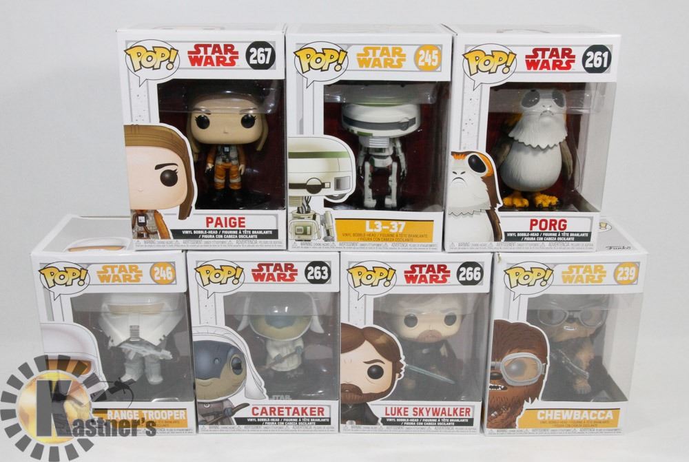 LOT OF 7 NEW STAR WARS FUNK POPS INCL LUKE