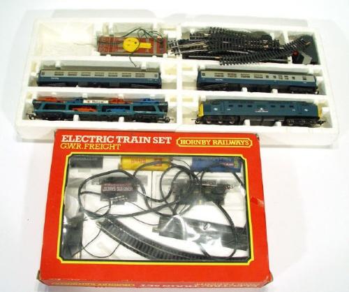 Boxed Hornby GWR freight train set and an Intercity train set
