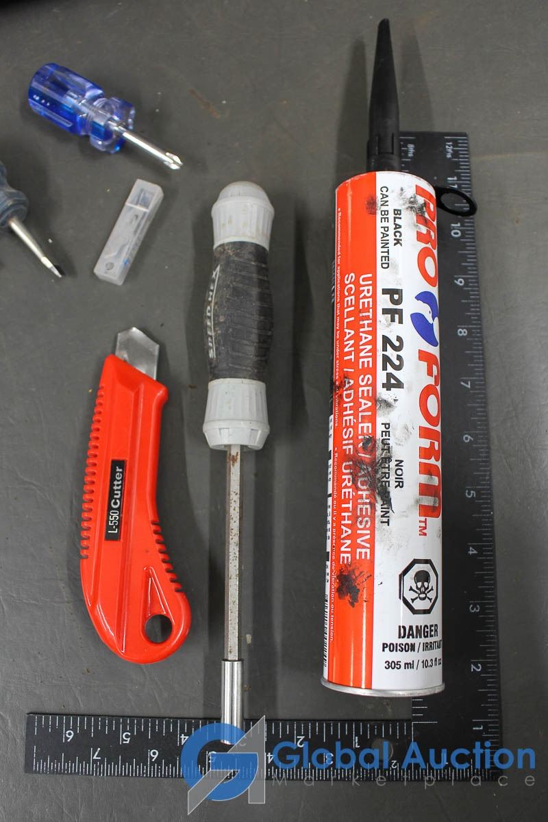 Caulking Gun with Black Pro Form Caulking, Misc Screwdrivers, Box ...