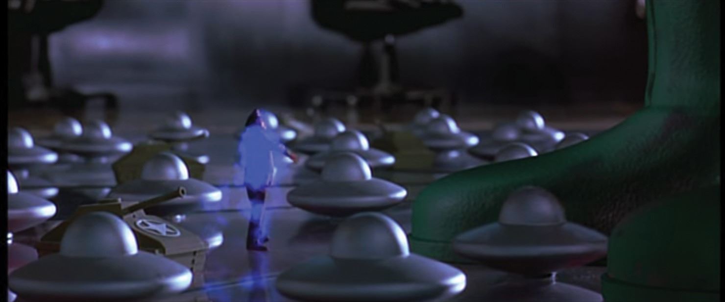 Flying saucer and tank (2) map marker miniatures from Mars Attacks!