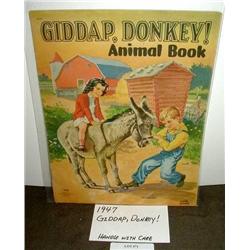 ANTIQUE CHILDRENS GIDDAP DONKEY ANIMAL BOOK 1947