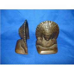 Pair of Brass Indian Head Bookends