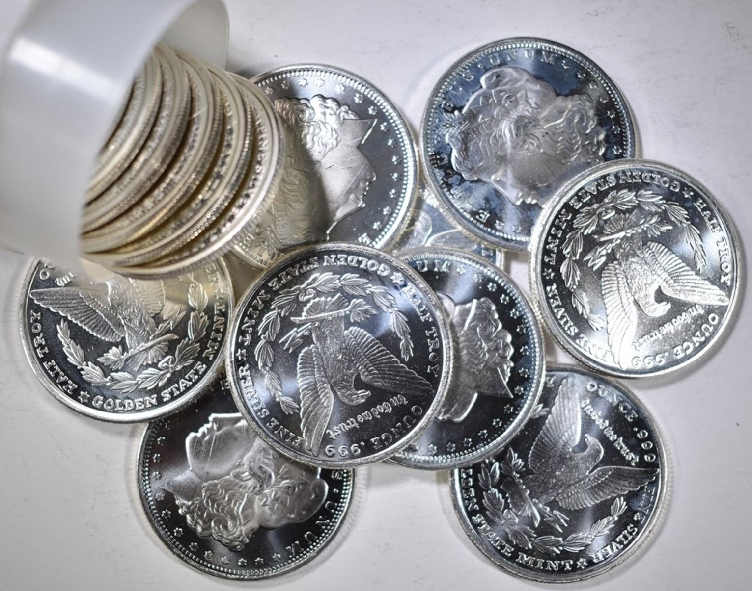 ROLL (20) , MORGAN 1/2 OZ SILVER ROUNDS