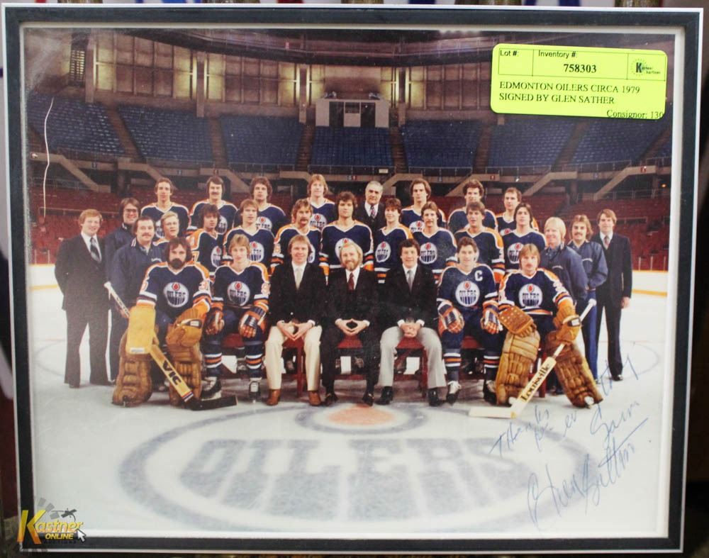 Edmonton Oilers Circa 1979 Signed By Glen Sather