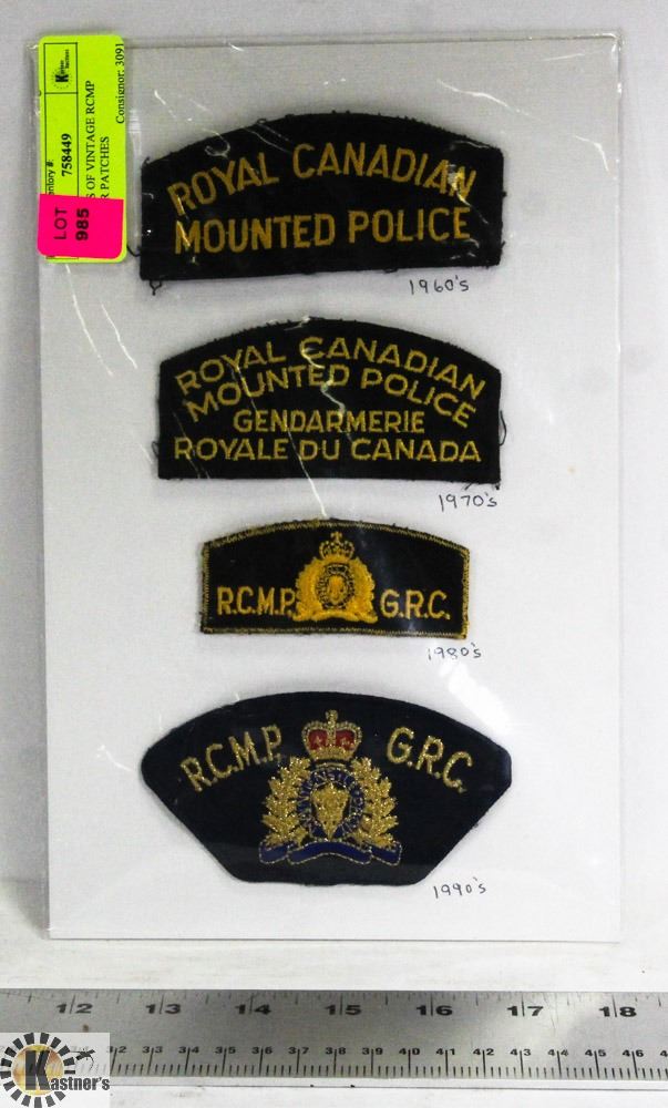 4 DECADES OF VINTAGE RCMP SHOULDER PATCHES