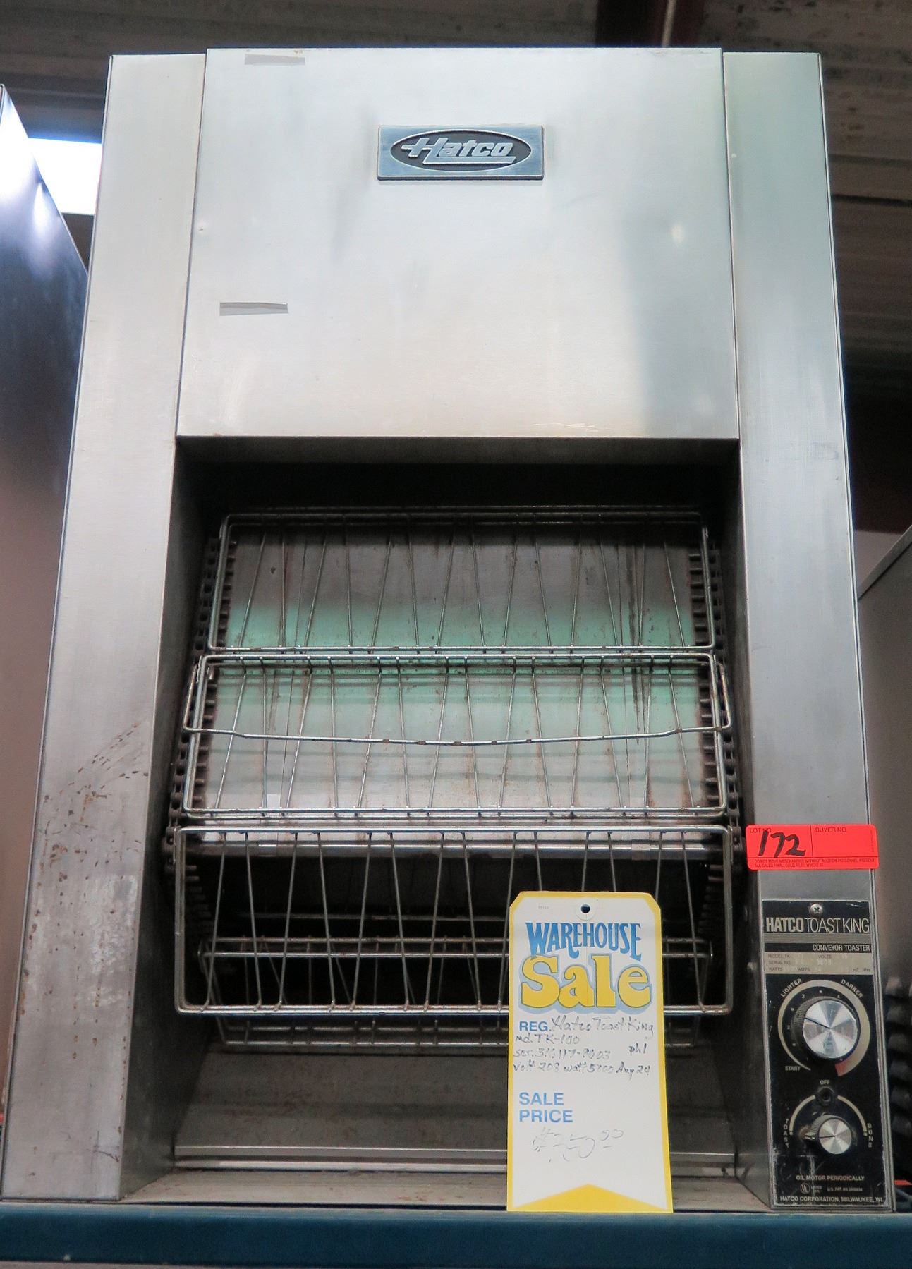 Hatco TK-100 Toast King Vertical Conveyor Toaster - Oahu Auctions Hatco TK-100 Toast King Vertical Conveyor Toaster - Oahu Auctions