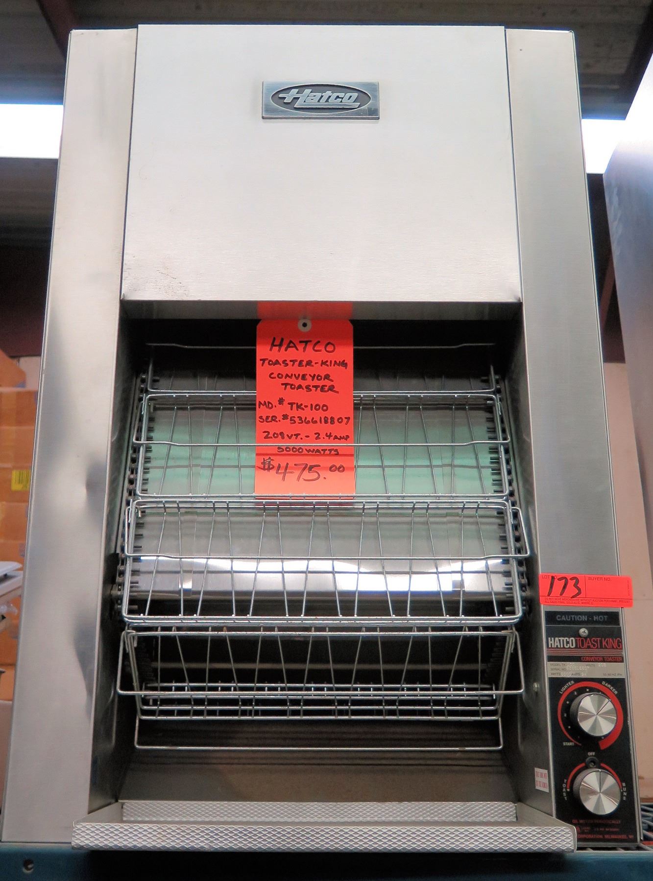Hatco TK-100 Toast King Vertical Conveyor Toaster Hatco TK-100 Toast King Vertical Conveyor Toaster