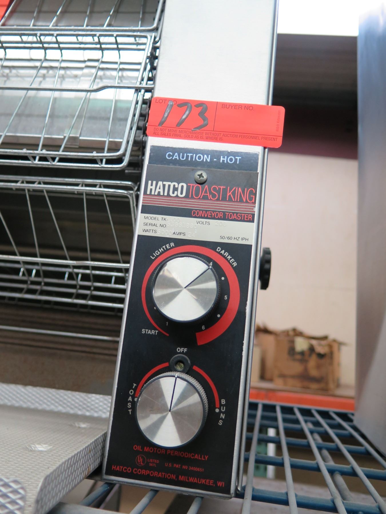 Hatco TK-100 Toast King Vertical Conveyor Toaster Hatco TK-100 Toast King Vertical Conveyor Toaster