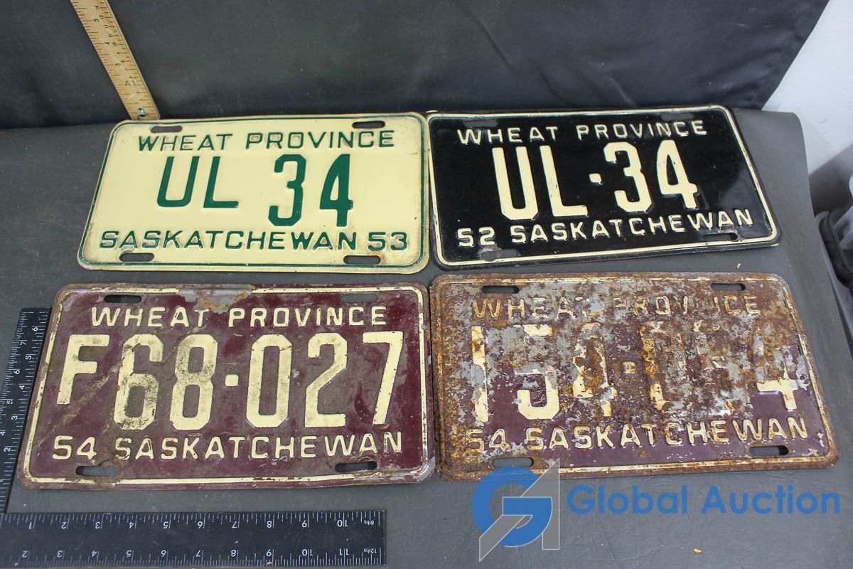 (4) Wheat Province SK License Plates 1952-1954