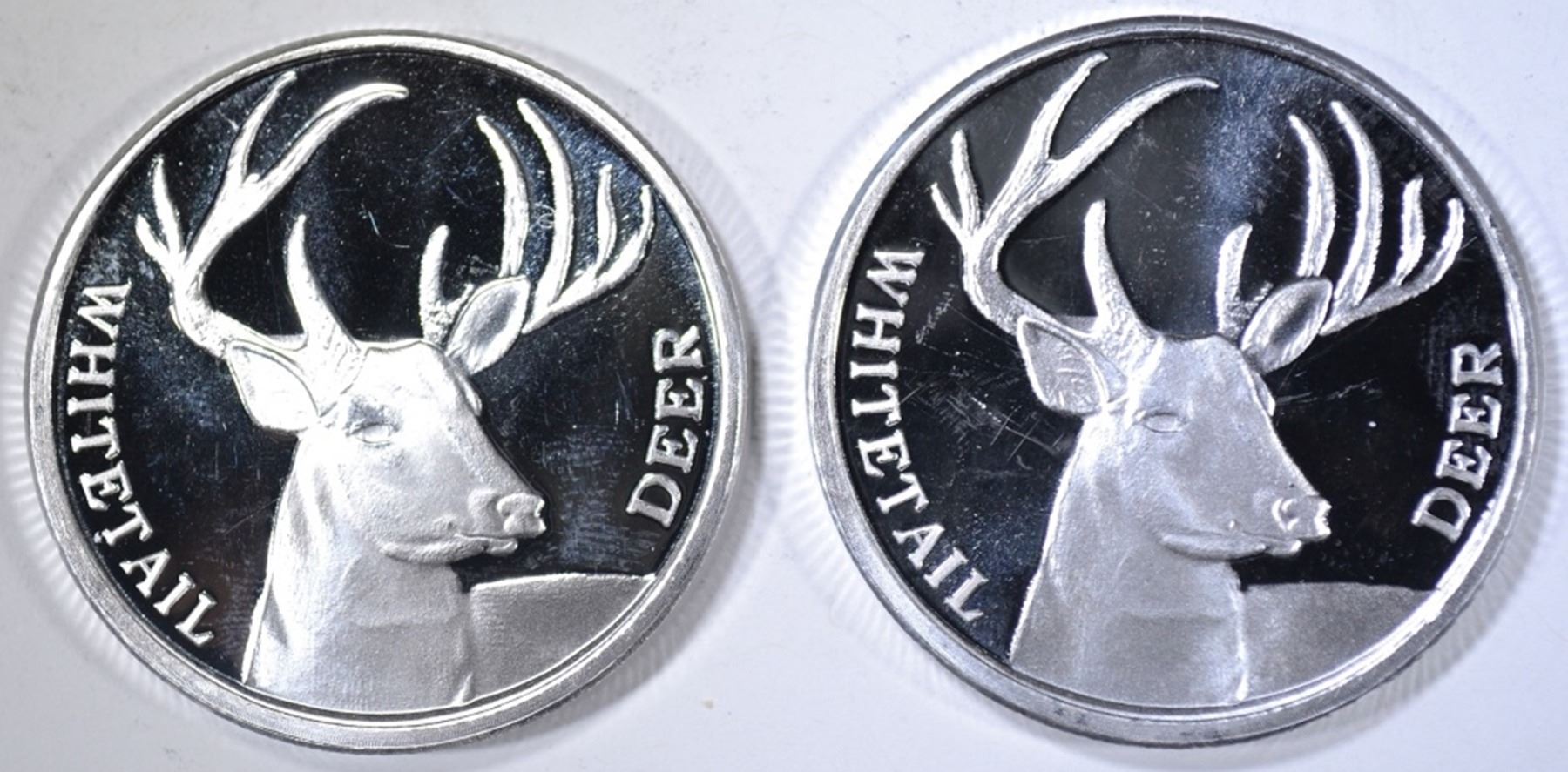 2-ONE OUNCE .999 SILVER WHITETAIL DEER ROUNDS