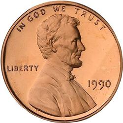 1990 Lincoln Cent. No S PCGS PR67 RD DCAM
