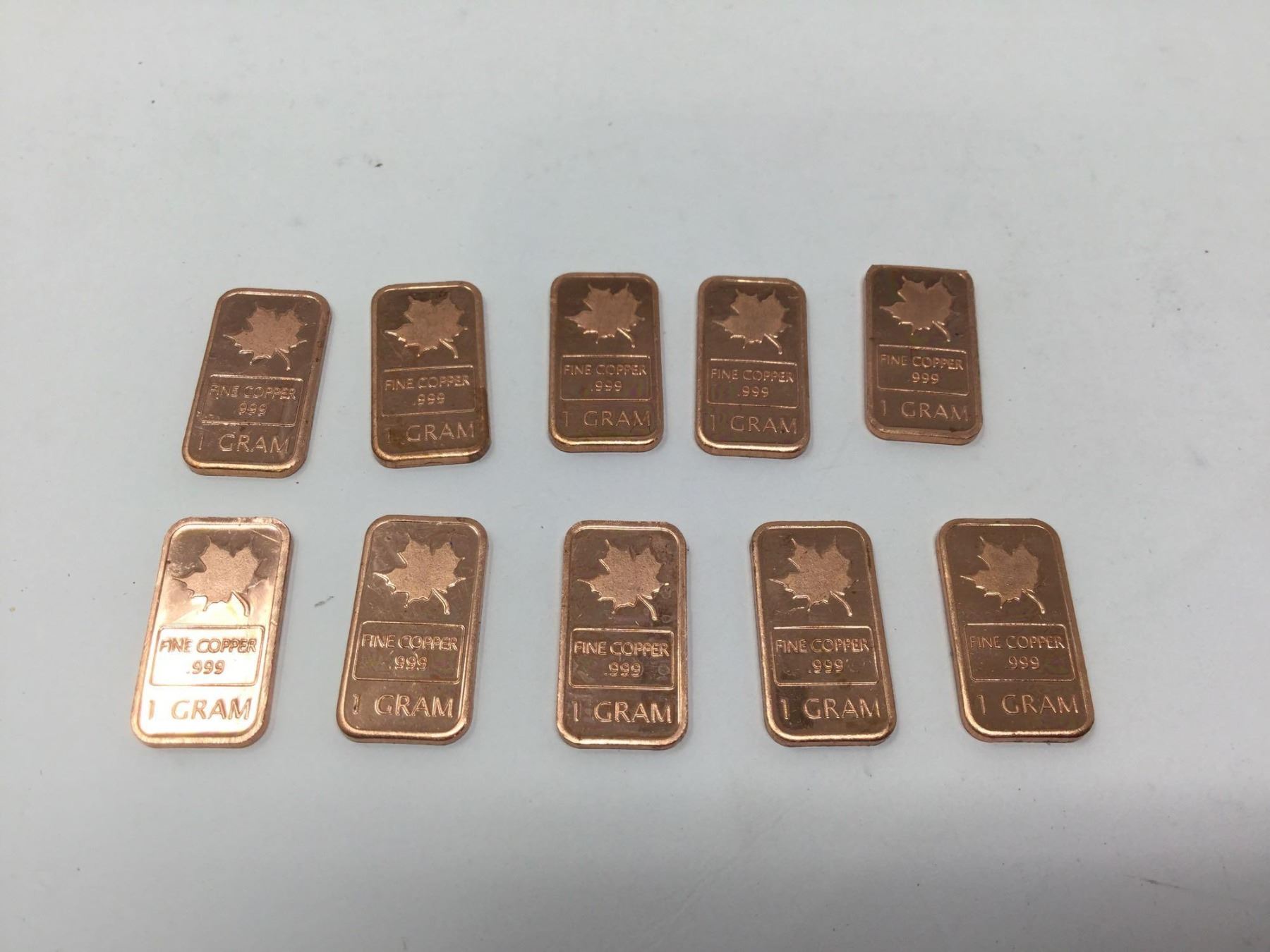 Lot Of Copper Grams 10 X 1gram A D Auction Depot Inc 