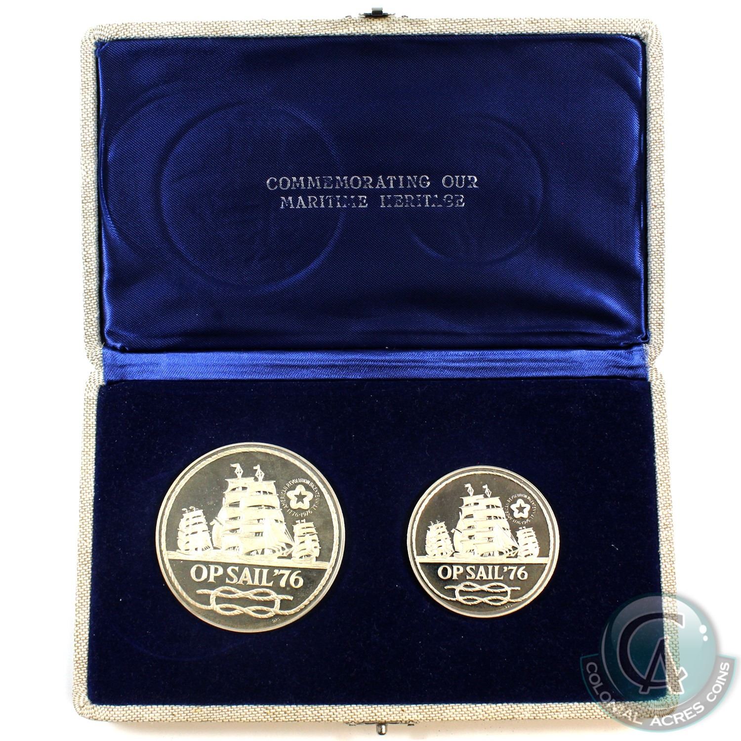 Operation Sail '76 USA & Canada 2-coin Sterling Silver Commemorating ...
