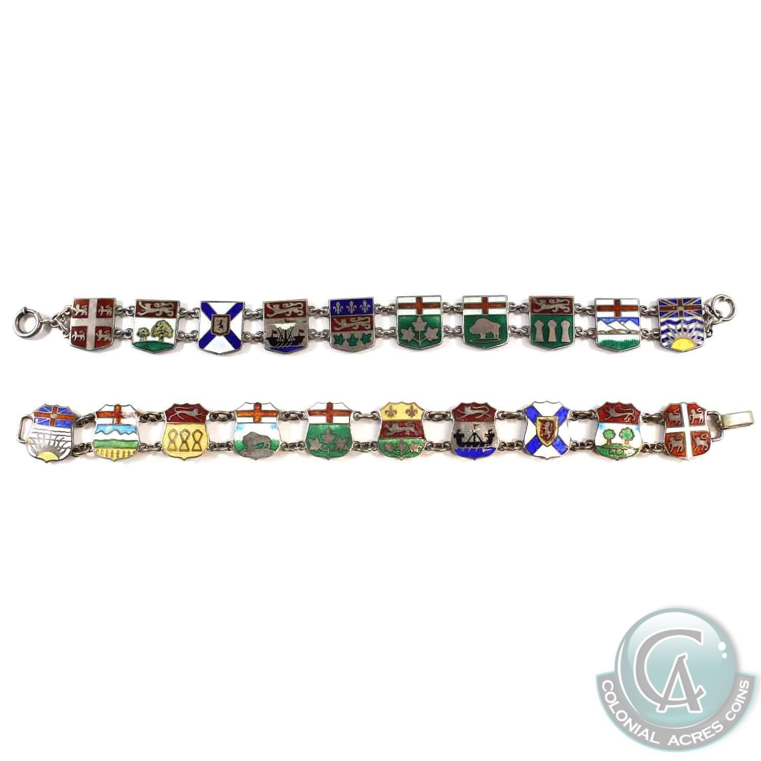 2x Unique Canadian Province Coat of Arms Sterling Silver Bracelets ...