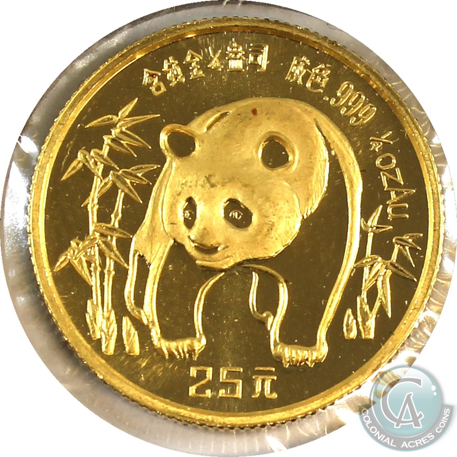1986 China 25 Yuan 1/4oz .999 Fine Gold Proof Panda. (TAX Exempt)