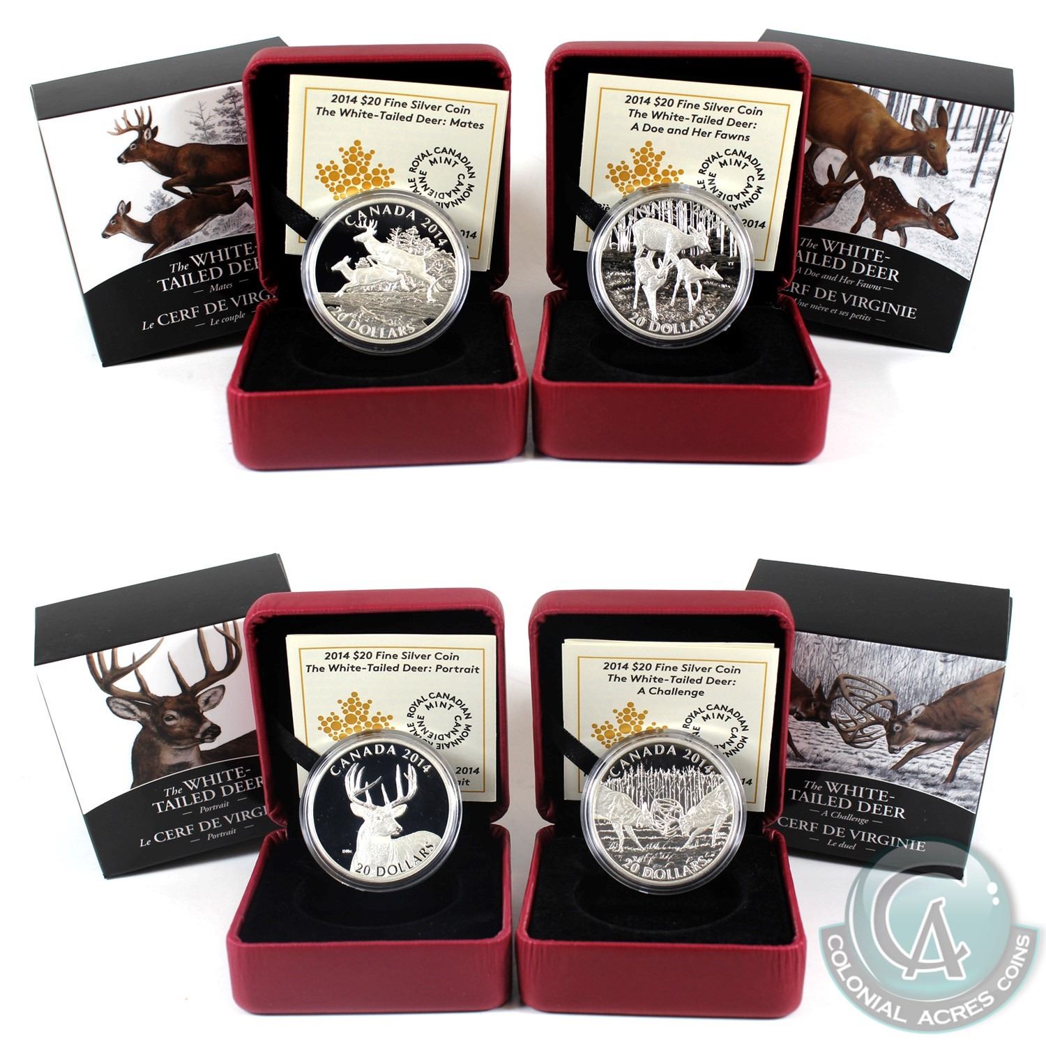 2014 Canada $20 The White-Tailed Deer Fine Silver Coins - Doe & Her ...