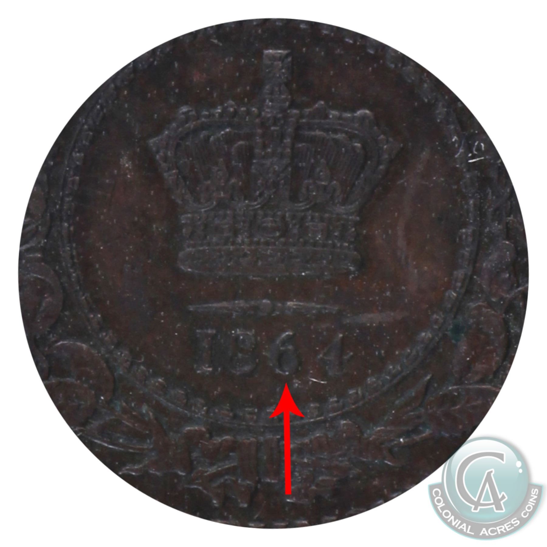 New Brunswick 1-cent 1864 Short 6, E/F ICCS Certified EF-40