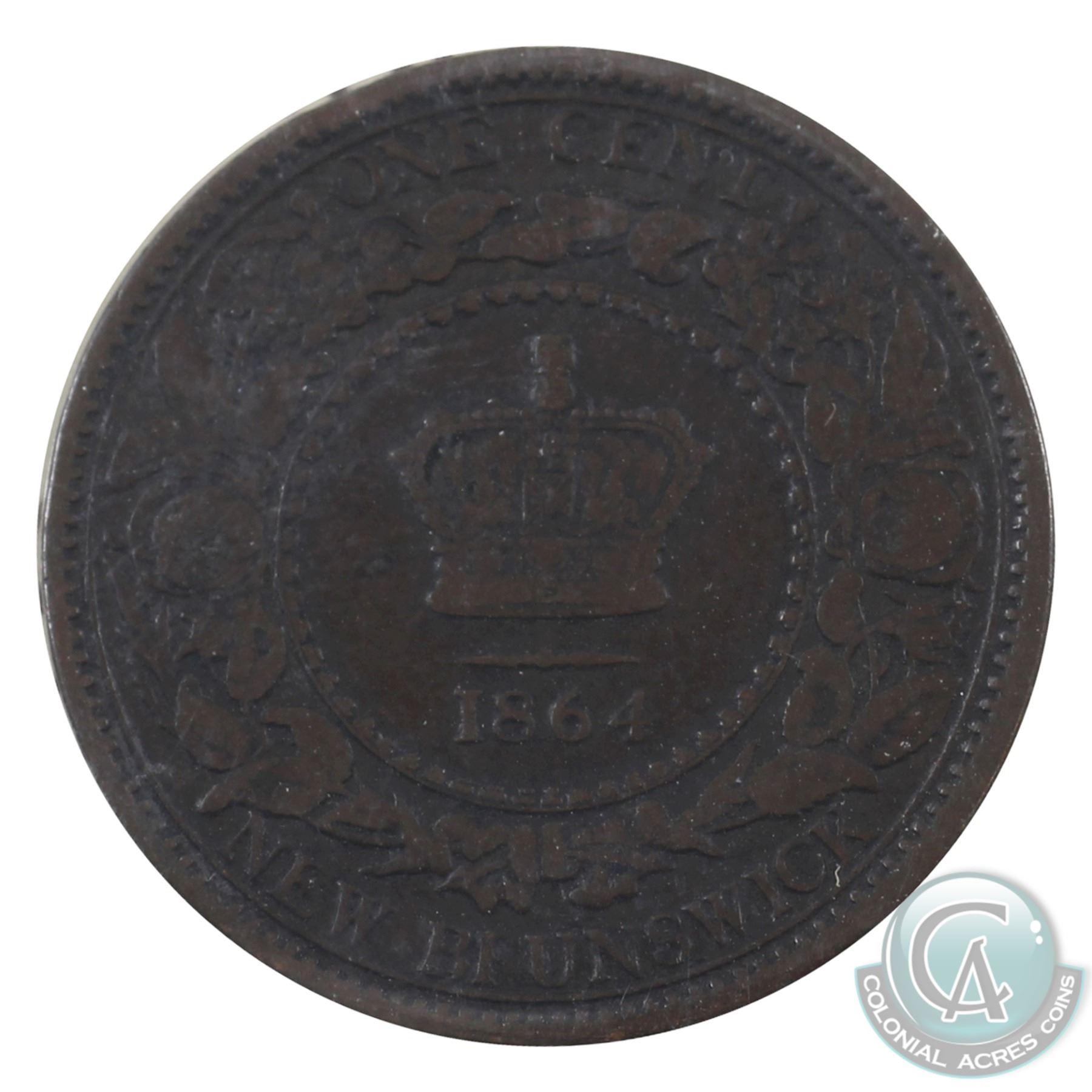 New Brunswick 1-cent 1864 Short 6; E/F ICCS Certified F-12.