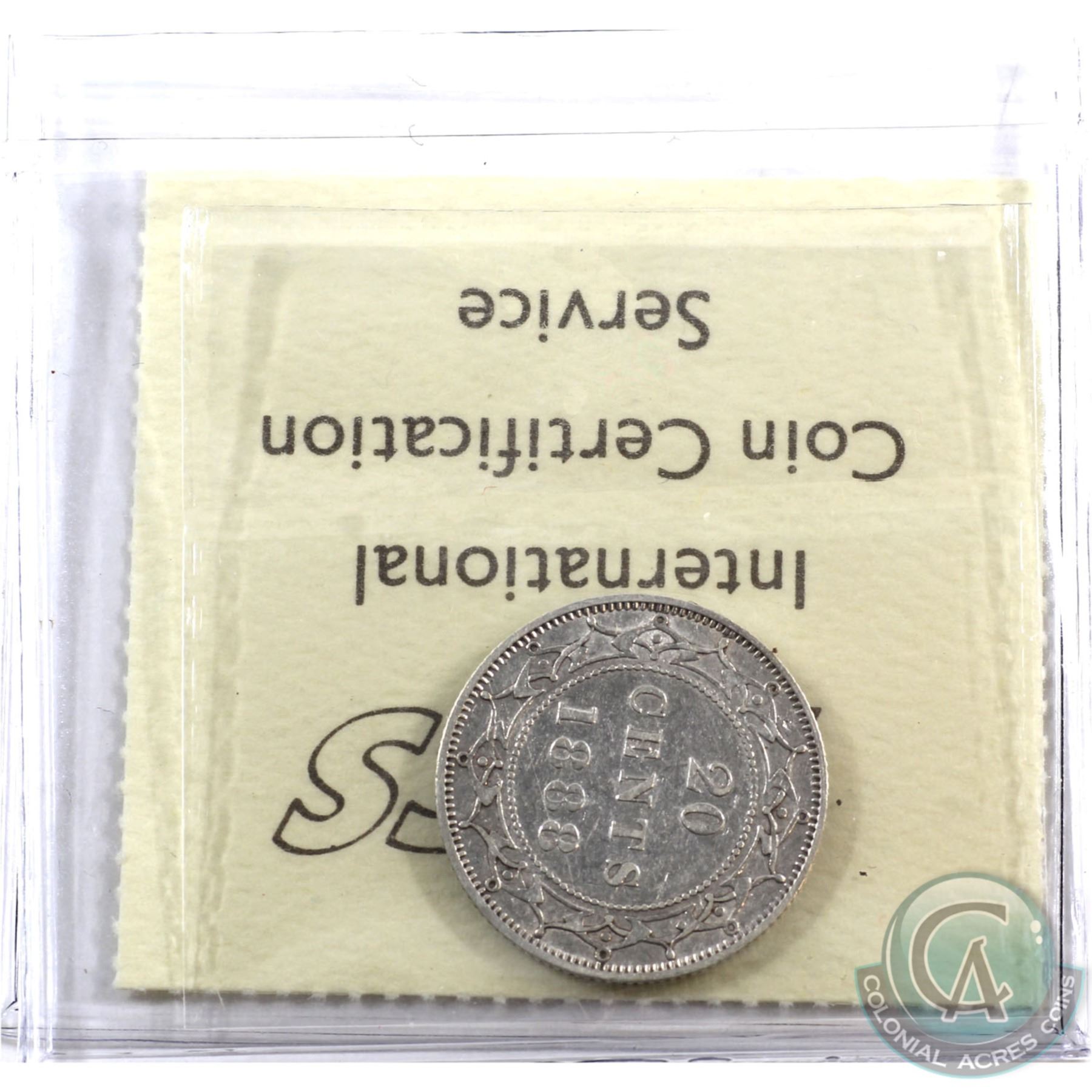 Newfoundland 20-cent 1888 ICCS Certified EF-40.