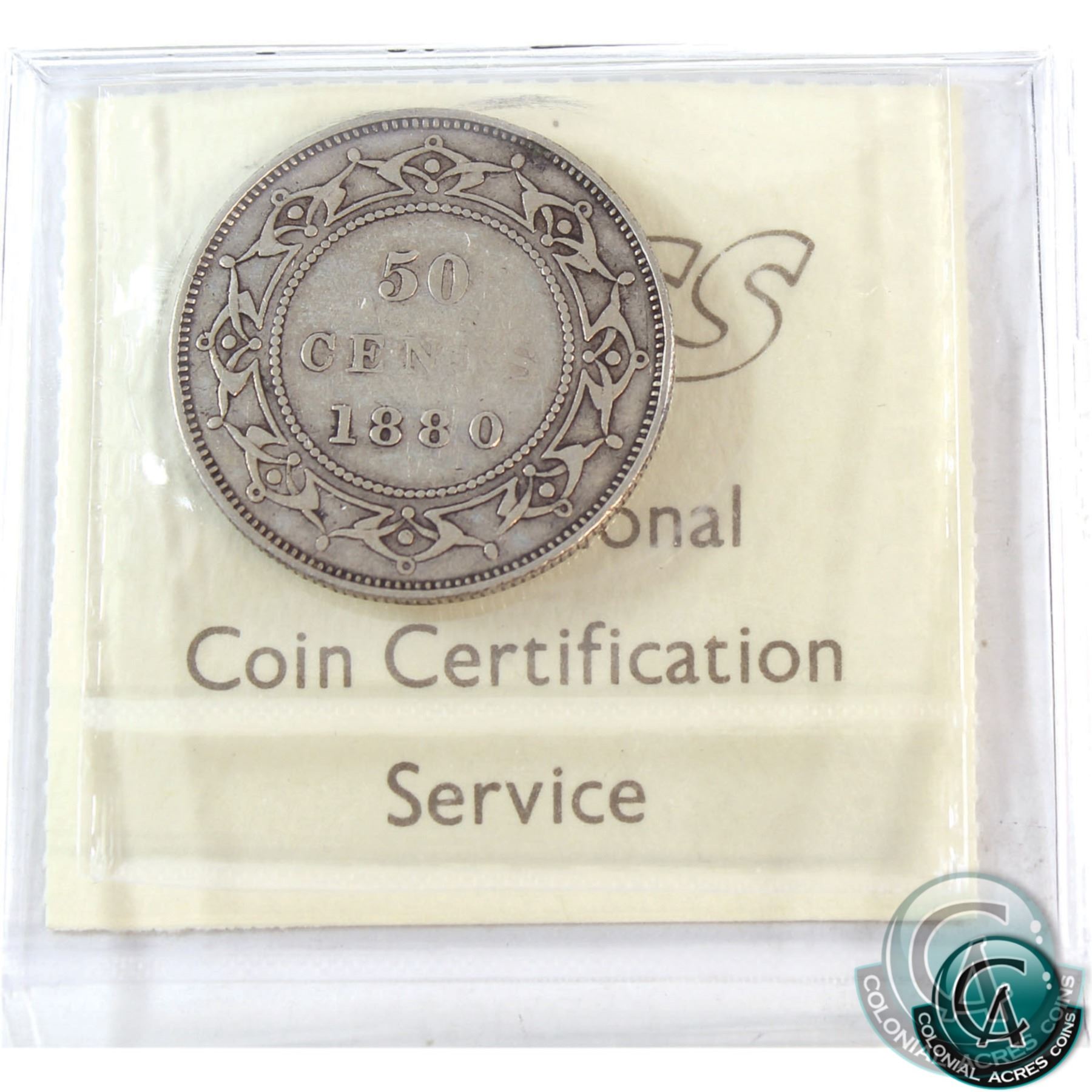 Newfoundland 50-cent 1880 ICCS Certified F-15.