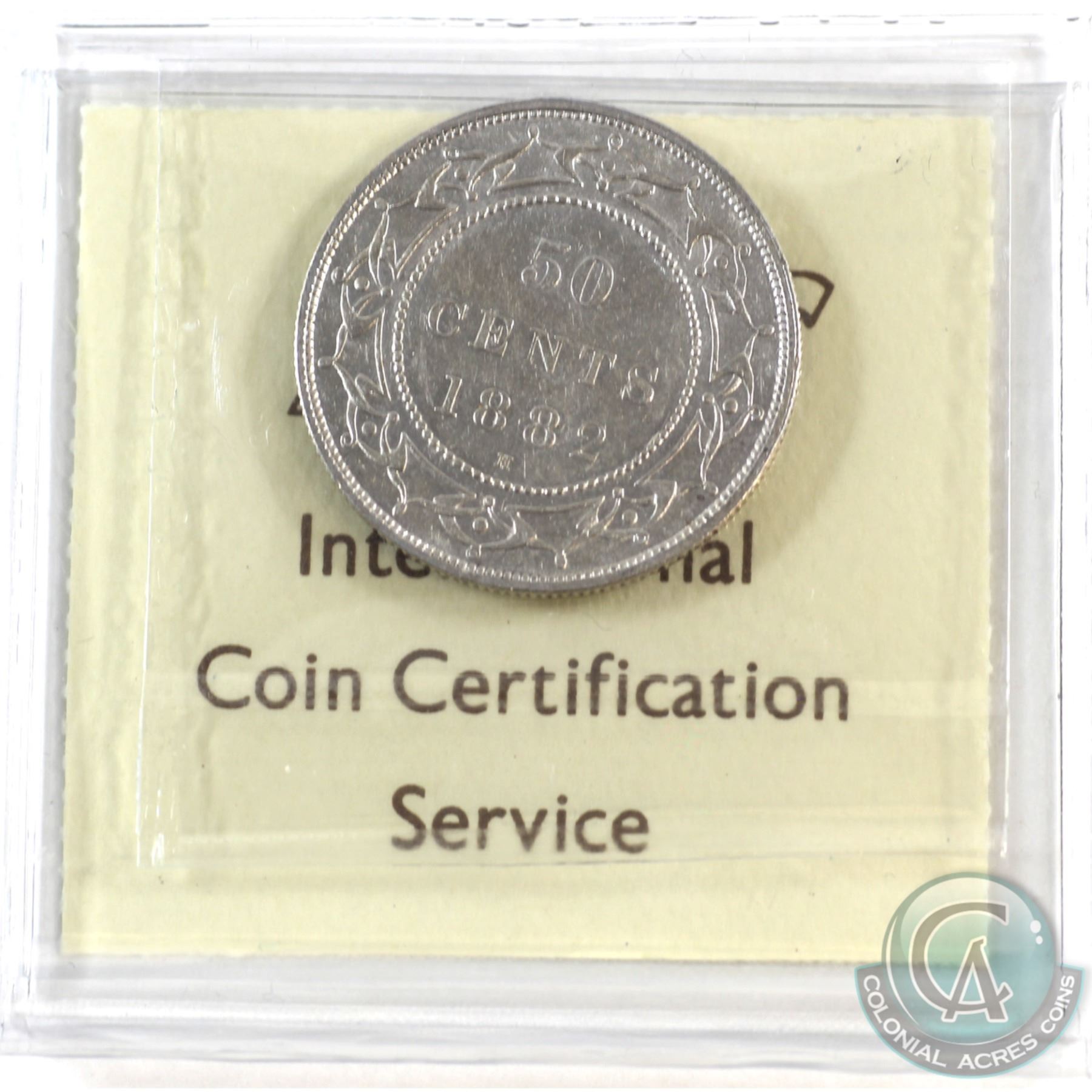 Newfoundland 50-cent 1882H ICCS Certified EF-45.
