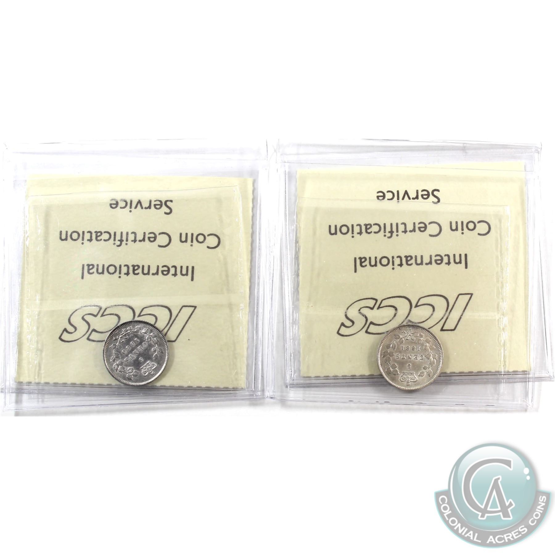 5-cent 1880H Obverse 3 EF-45 & 1881H EF-45 ICCS Certified. 2pcs