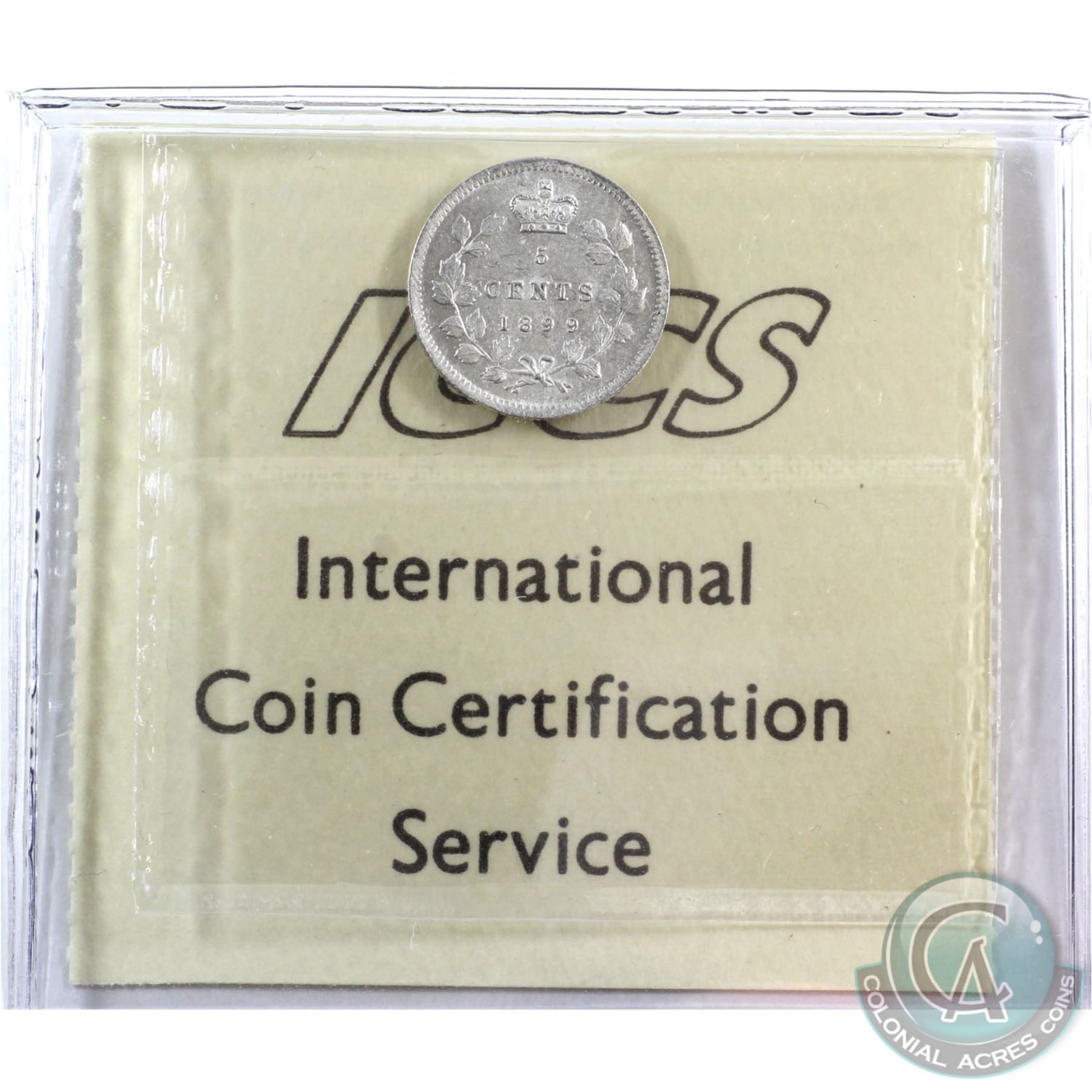 5-cent 1899 ICCS Certified AU-55
