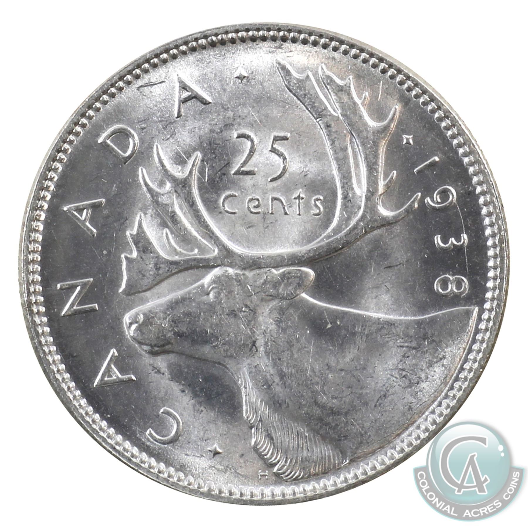 25-cent 1938 ICCS Certified MS-63. Blast white.