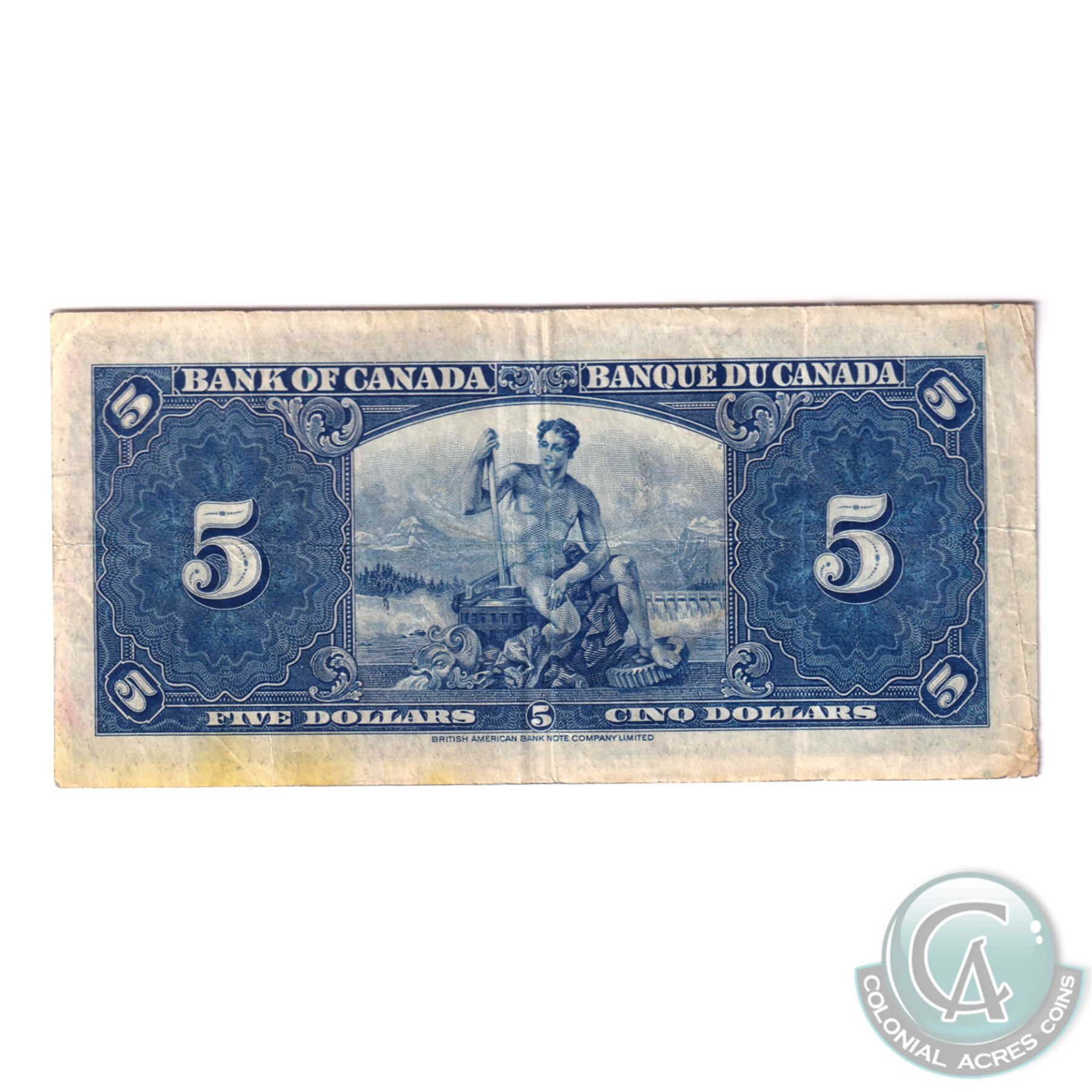 BC-23a 1937 Bank of Canada $5, Osborne-Towers, S/N: A/C8768894 PMG Certified VF-30 (stain)