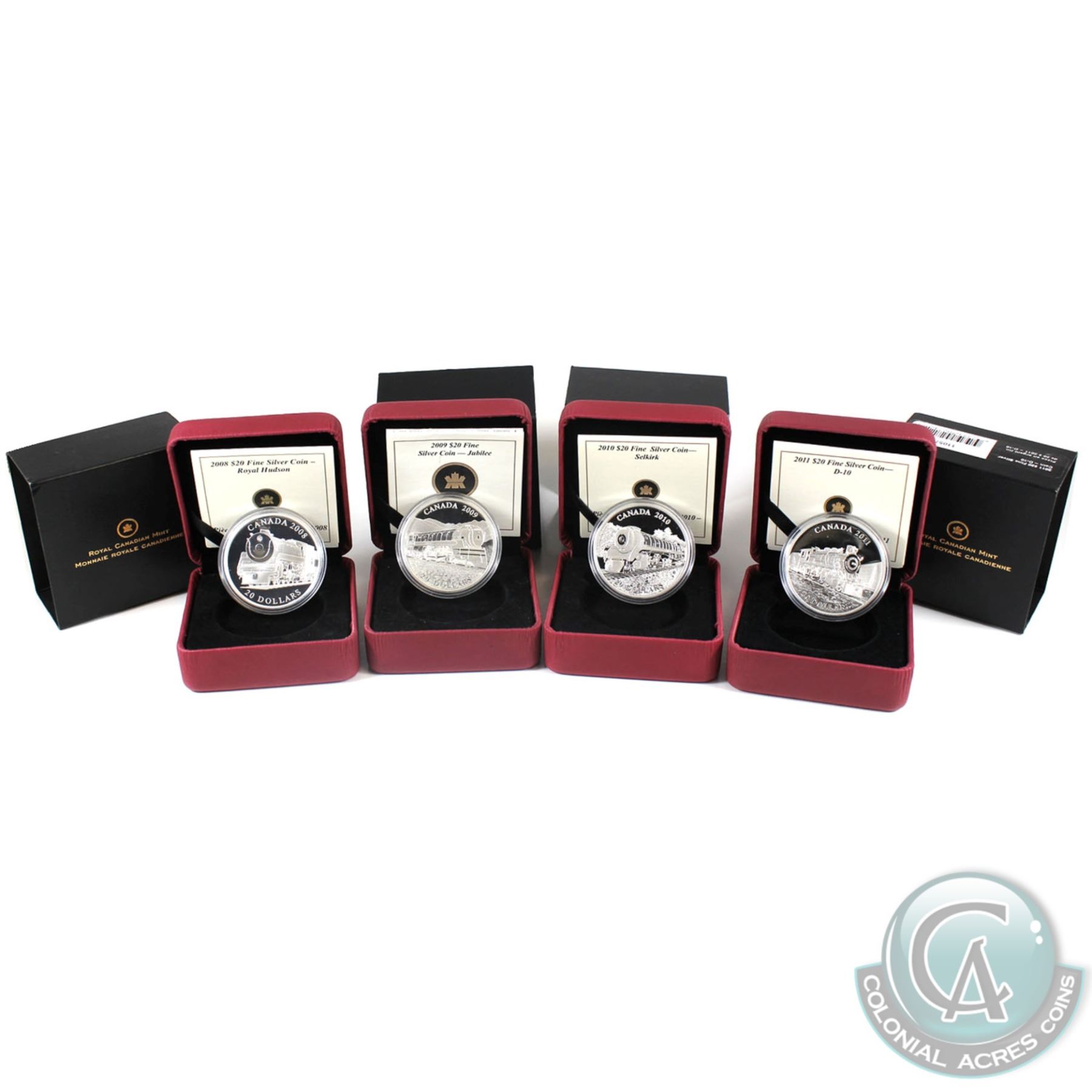 RCM Lot: 2008-2011 Canada $20 Great Canadian Locomotives Fine Silver ...