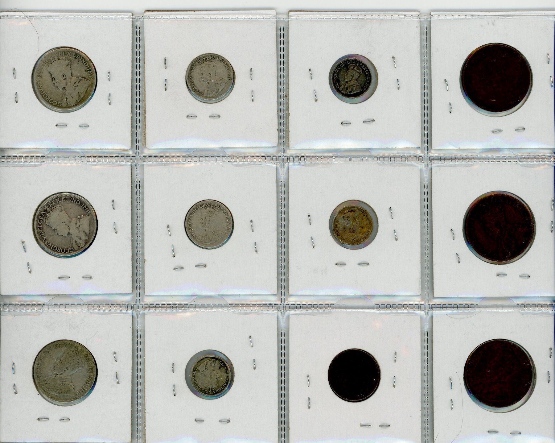 3 COIN SETS (PENNY, NICKLE, DIME AND FIFTY CENT) *1918-1919-1920 ...