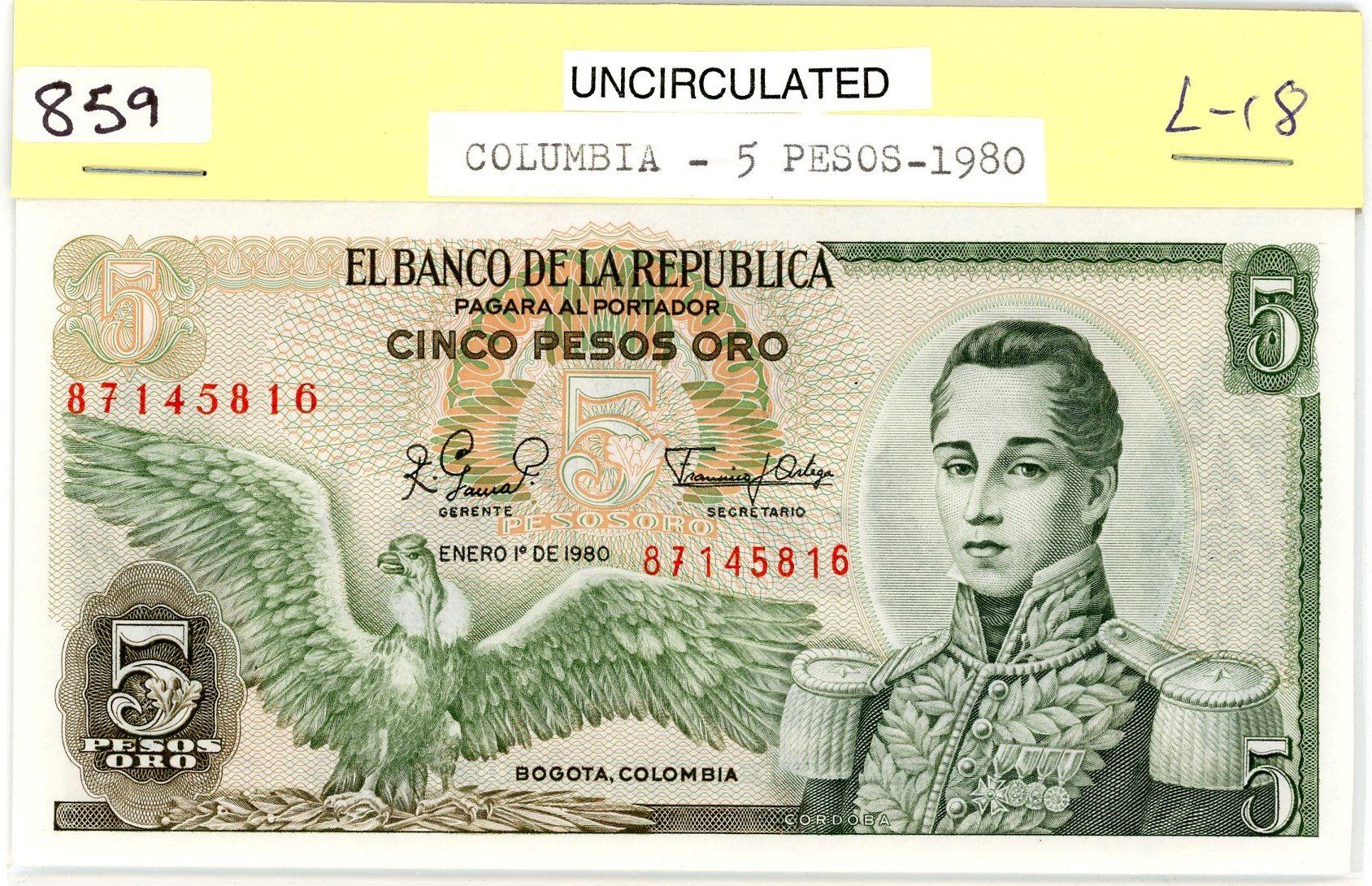 5 PESO NOTE (COLUMBIA)