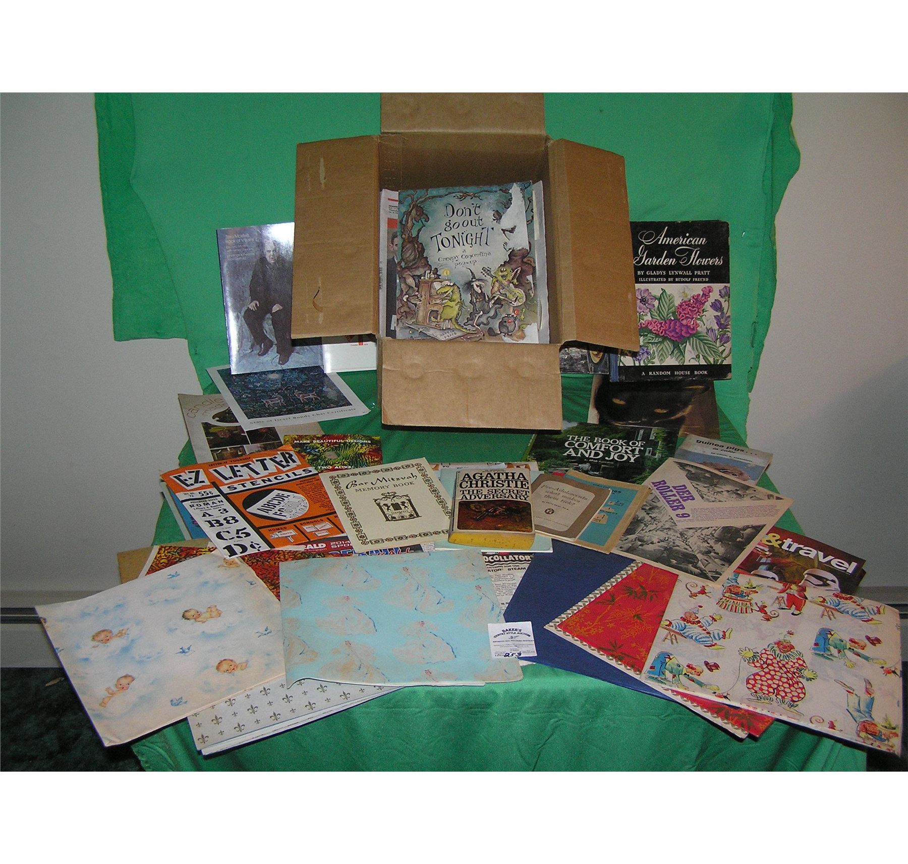 Large box of vintage estate paper collectibles