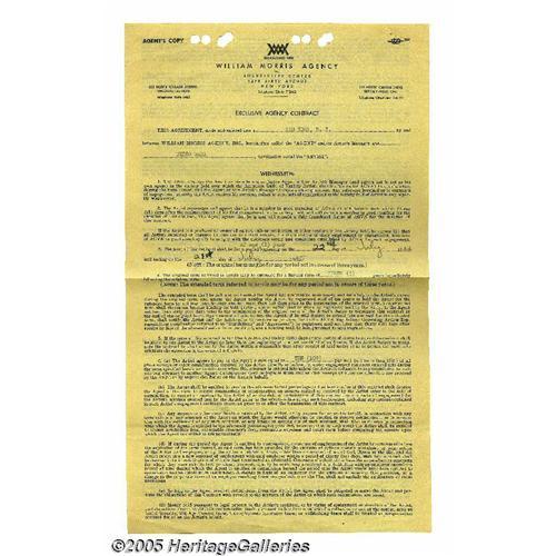 Chico Marx Signed Contract. Standard William Morris Chico Marx Signed ...