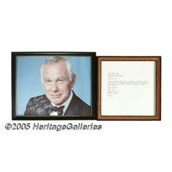 Johnny Carson Letter and Signed Photograph. A typed Johnny Carson ...