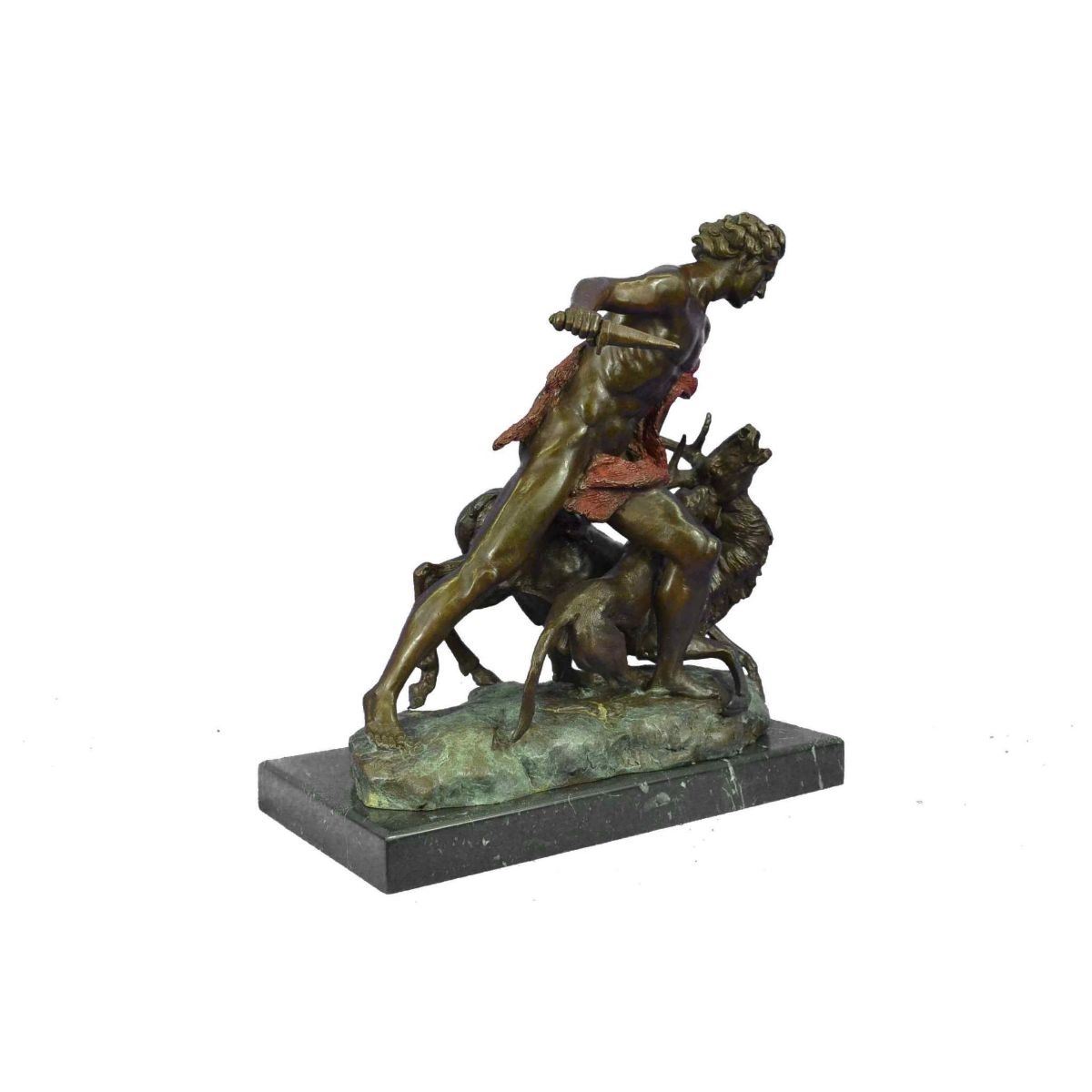 HERCULES & CERYNEIAN HIND Mythological Greek Bronze Sculpture 18" x 17"