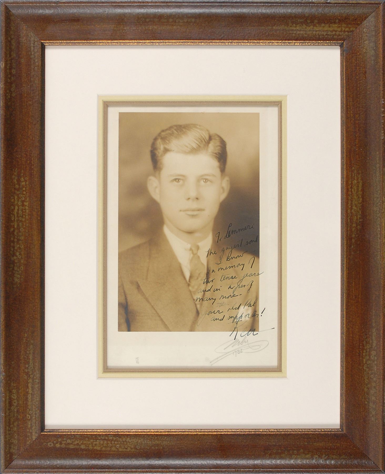 John F. Kennedy's 1935 Choate Senior Year Portrait Photograph Inscribed ...