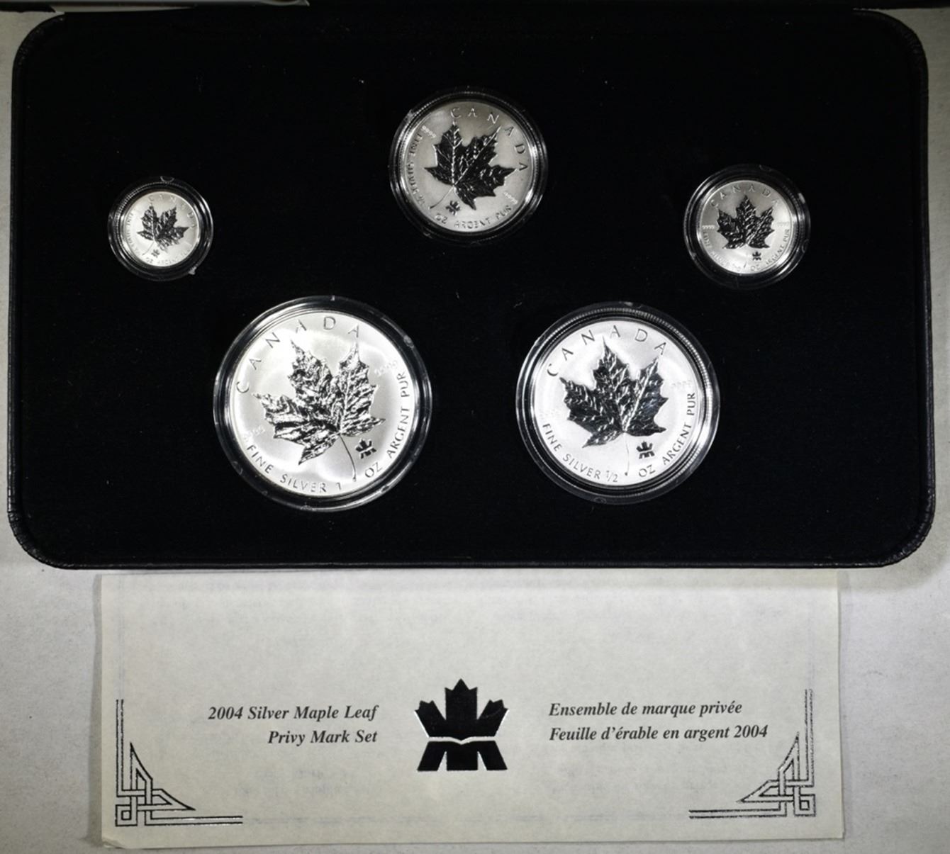 2004 CANADA SILVER MAPLE LEAF PRIVY MARK SET