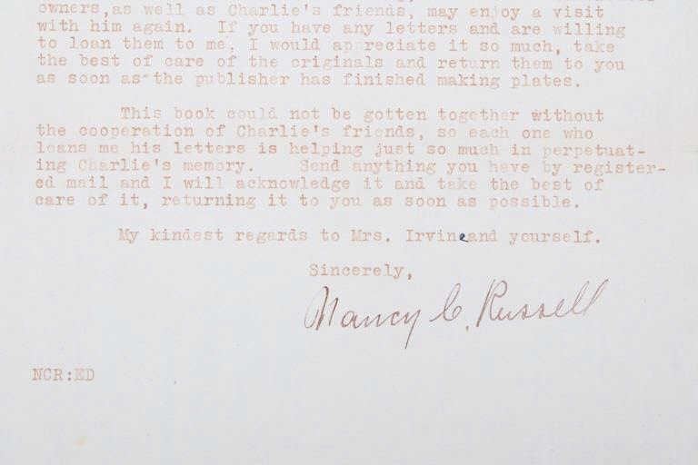 Nancy C. Russell Hand Signed Typed Letter c.1928