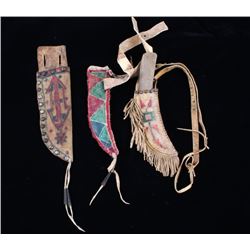Plains Indian Style Parfleche Sheath & Hoof Scrape