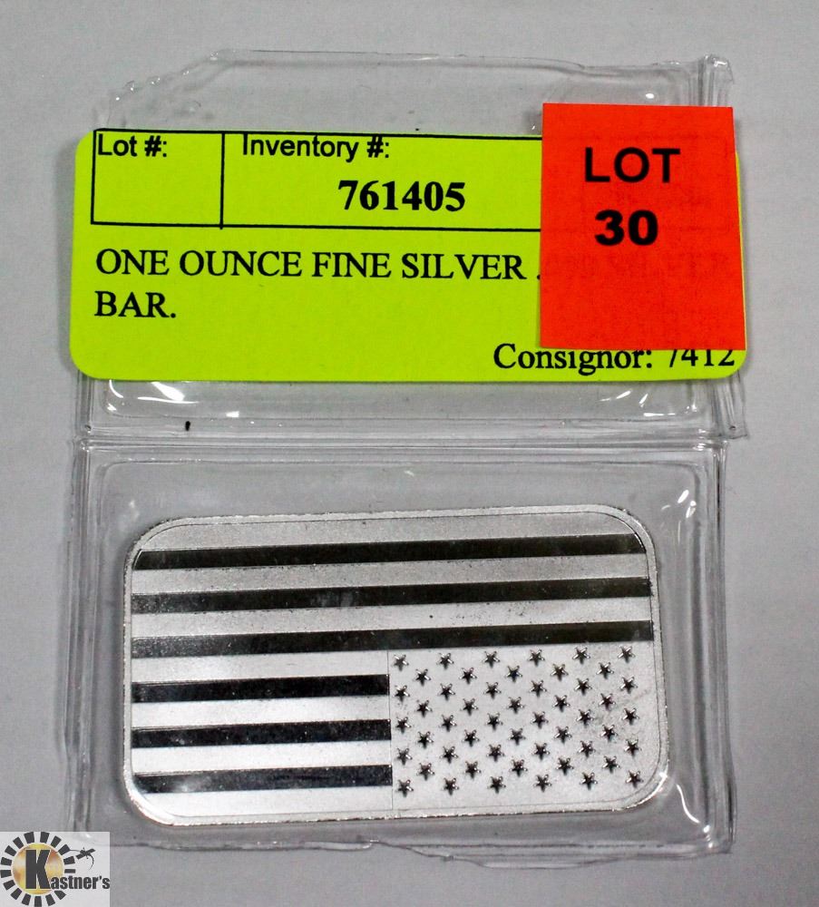 ONE OUNCE FINE SILVER .999 SILVER BAR.