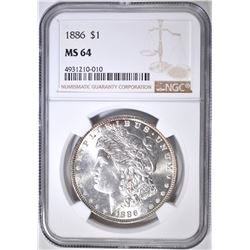 1886 MORGAN DOLLAR, NGC MS-64