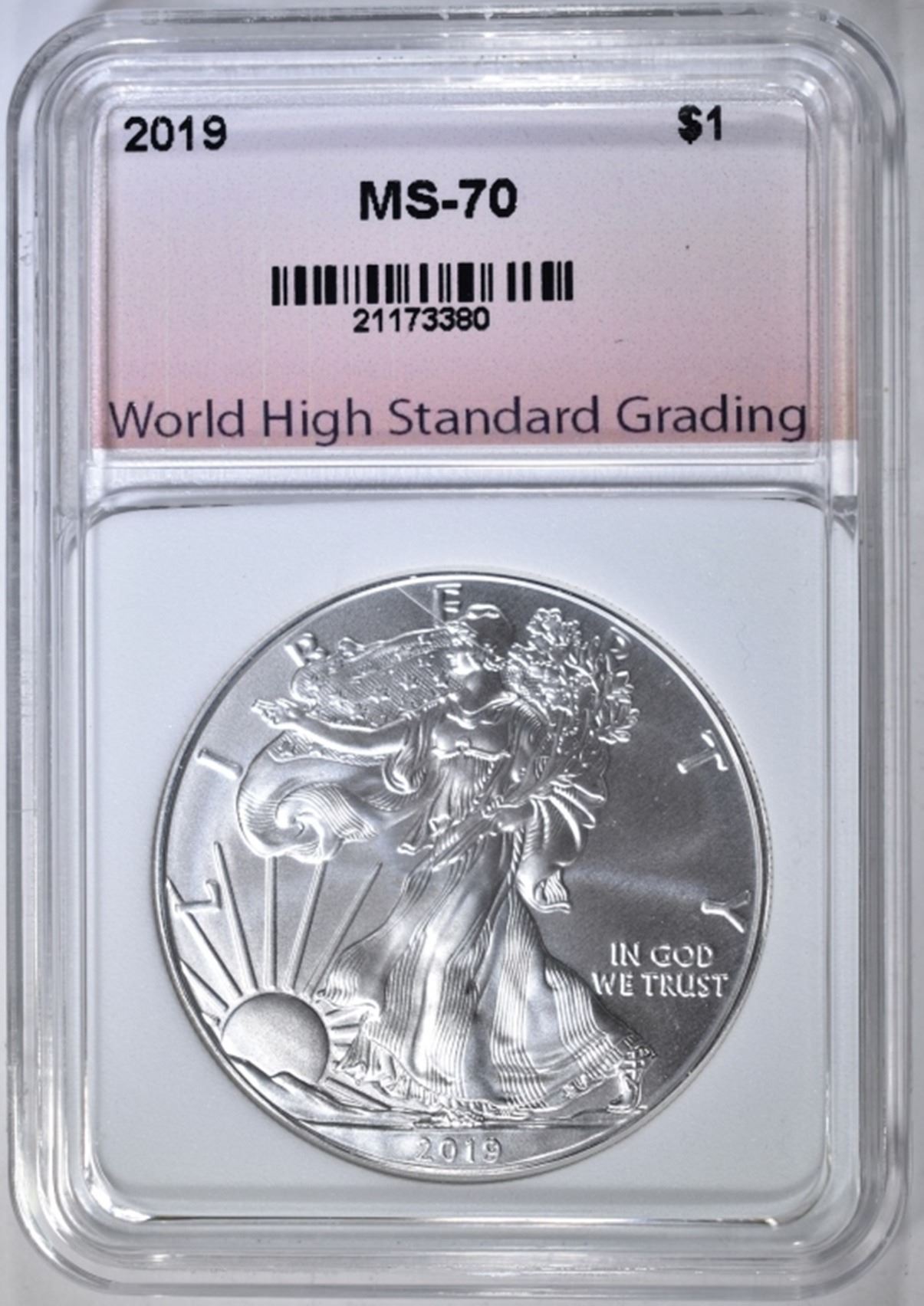 2019 AMERICAN SILVER EAGLE, WHSG PERFECT GEM BU