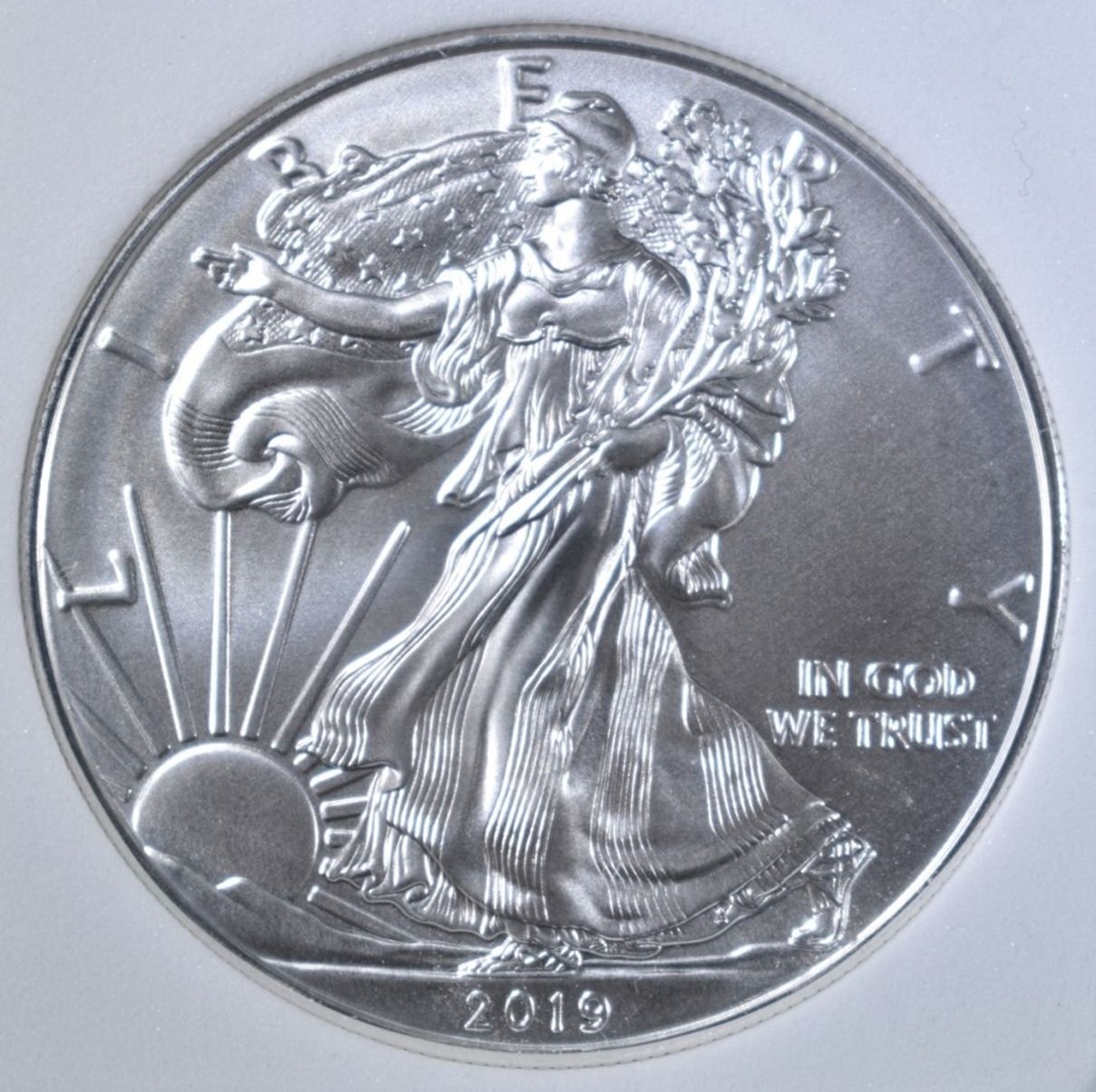 2019 AMERICAN SILVER EAGLE, WHSG PERFECT GEM BU