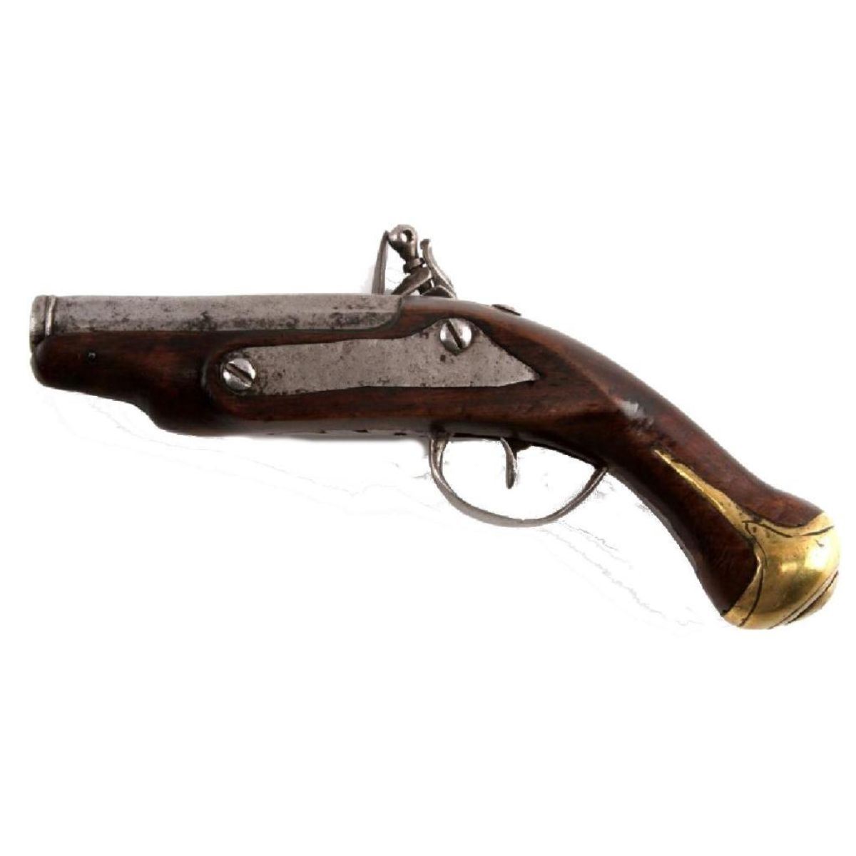 Small Belt Flintlock Pistol In .45 Cal Iron Brass