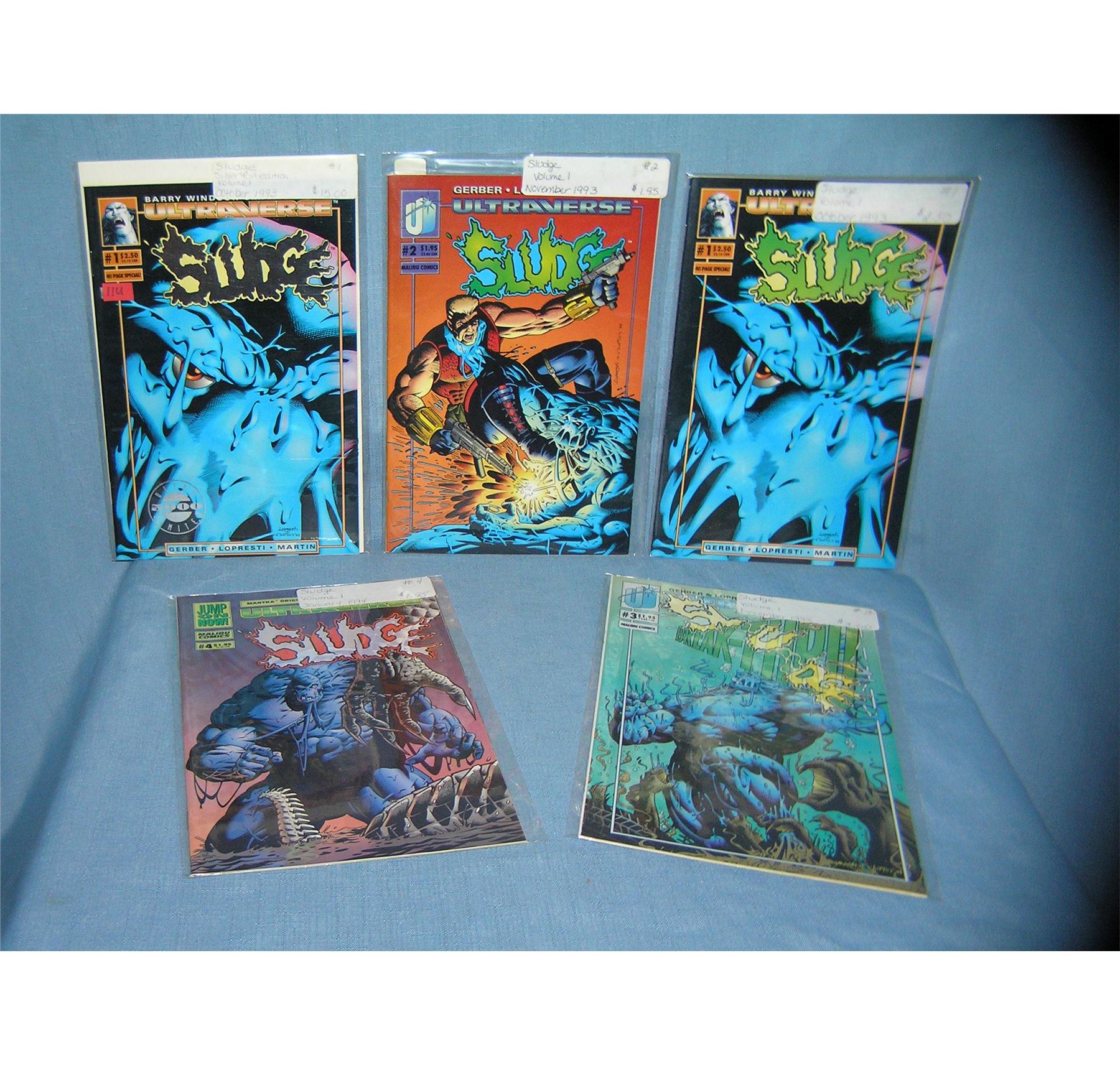 Group of Sludge comic books featuring Silver Foil