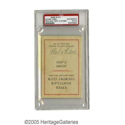1930's Babe Ruth Signed Golf Scorecard PSA 1930's Babe Ruth Signed Golf ...